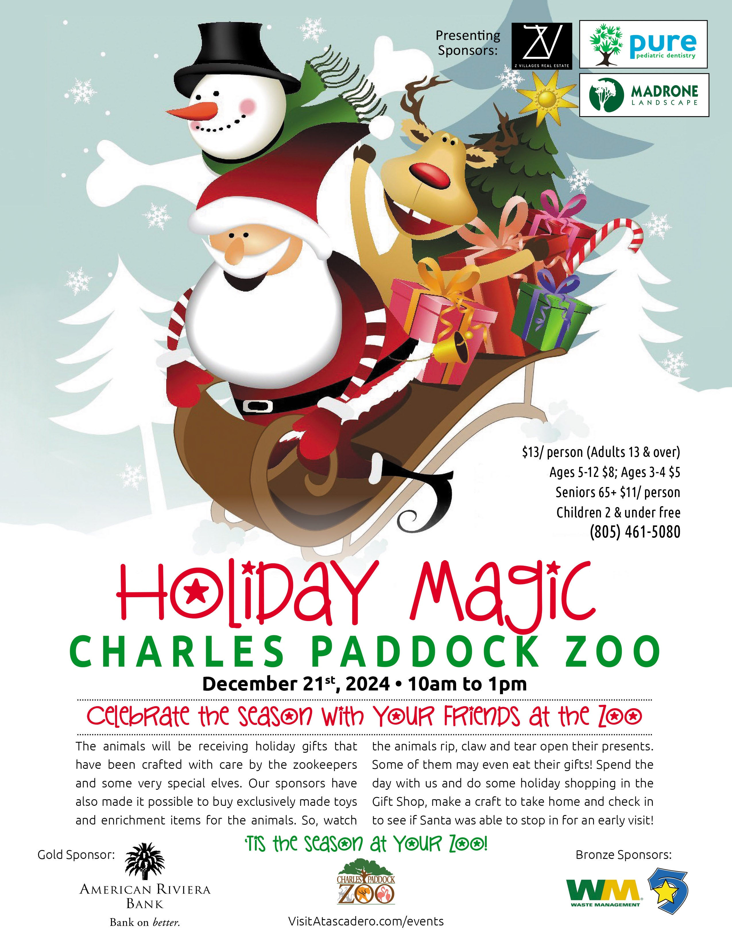 The Charles Paddock Zoo Proudly Presents Holiday Magic! Saturday, December 21st, 10-1 pm | City ...